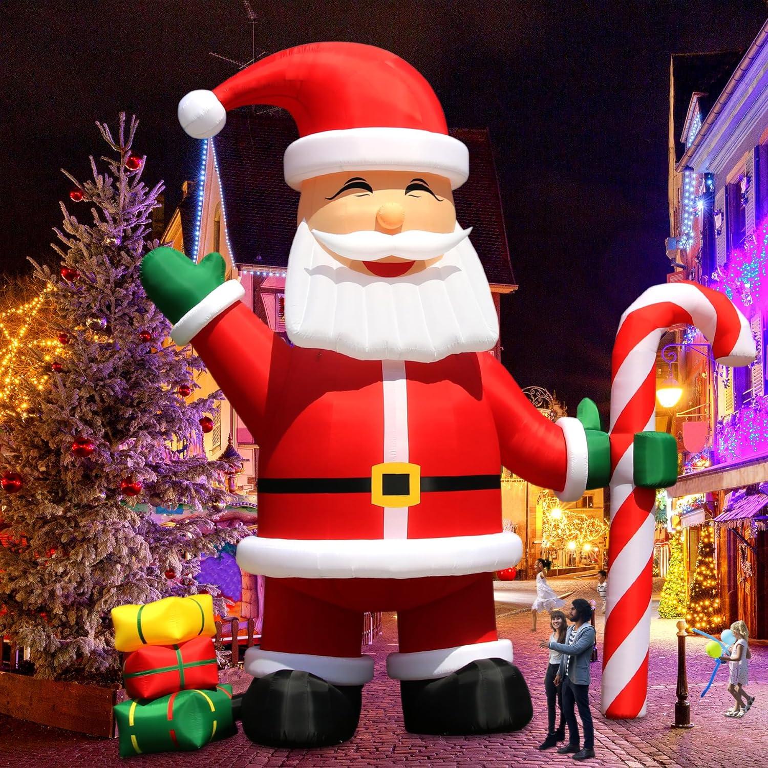 33FT Christmas Giant Inflatable Santa Claus with Blower Premium Blow up ...