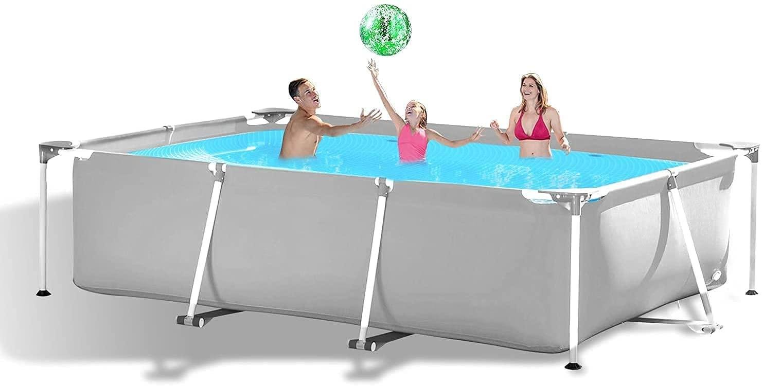 Above Ground Swimming Pool – 10ft X 6.8ft Outdoor Rectangular Metal ...