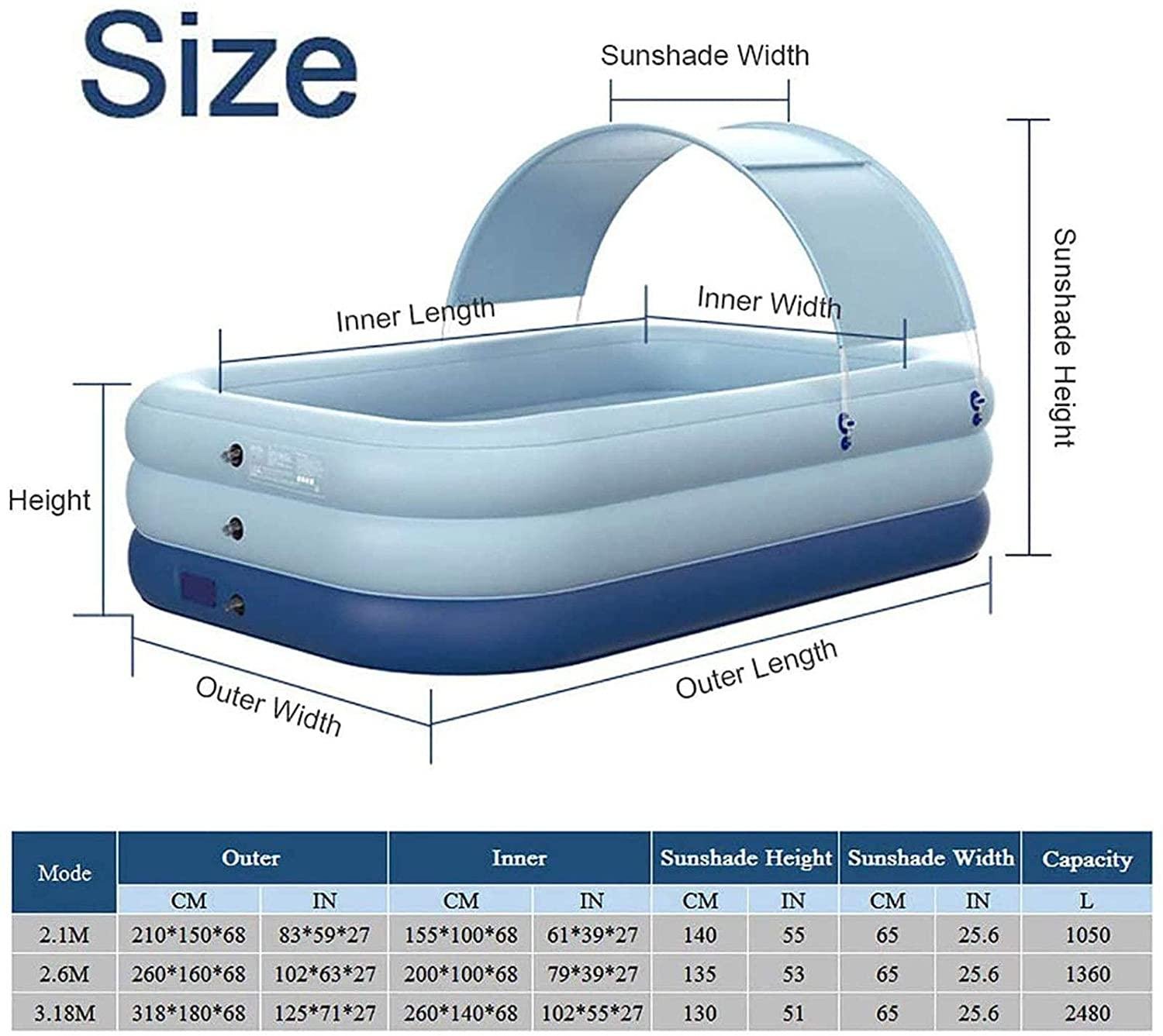 AI LI WEI Outdoor Swimming Pool for Family with Canopy, Inflatable Blow ...