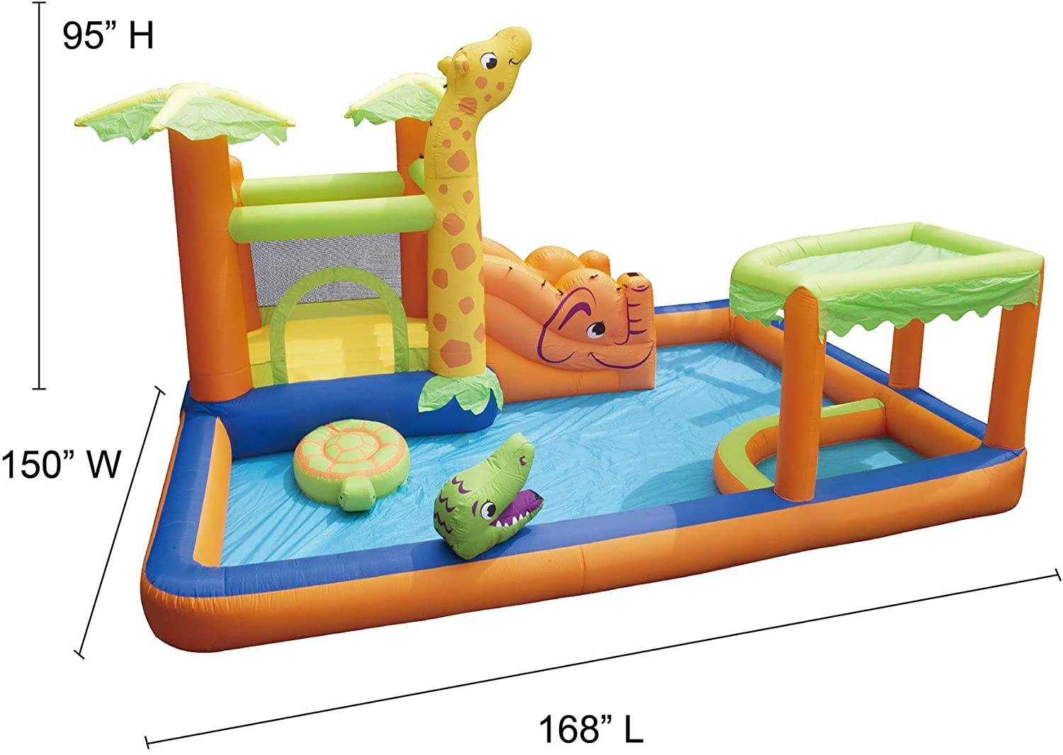 BANZAI Inflatable Safari Splash Water Park – A Backyard Safari! | Swim ...