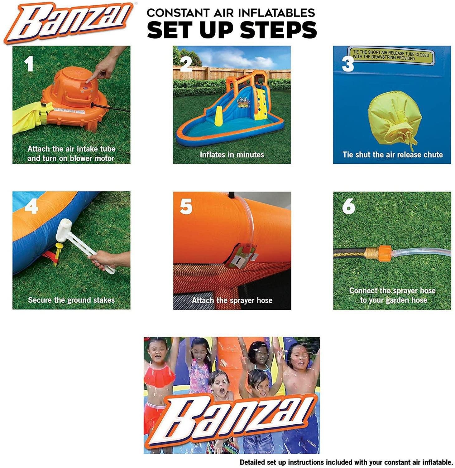 BANZAI Inflatable Safari Splash Water Park – A Backyard Safari! | Swim ...