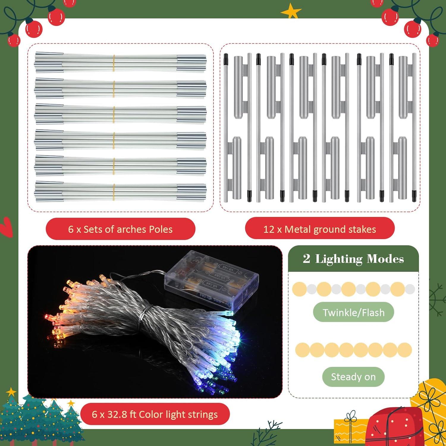 Baquler 6 Set Christmas Pathway Arch Christmas Yard Decorations Outdoor ...