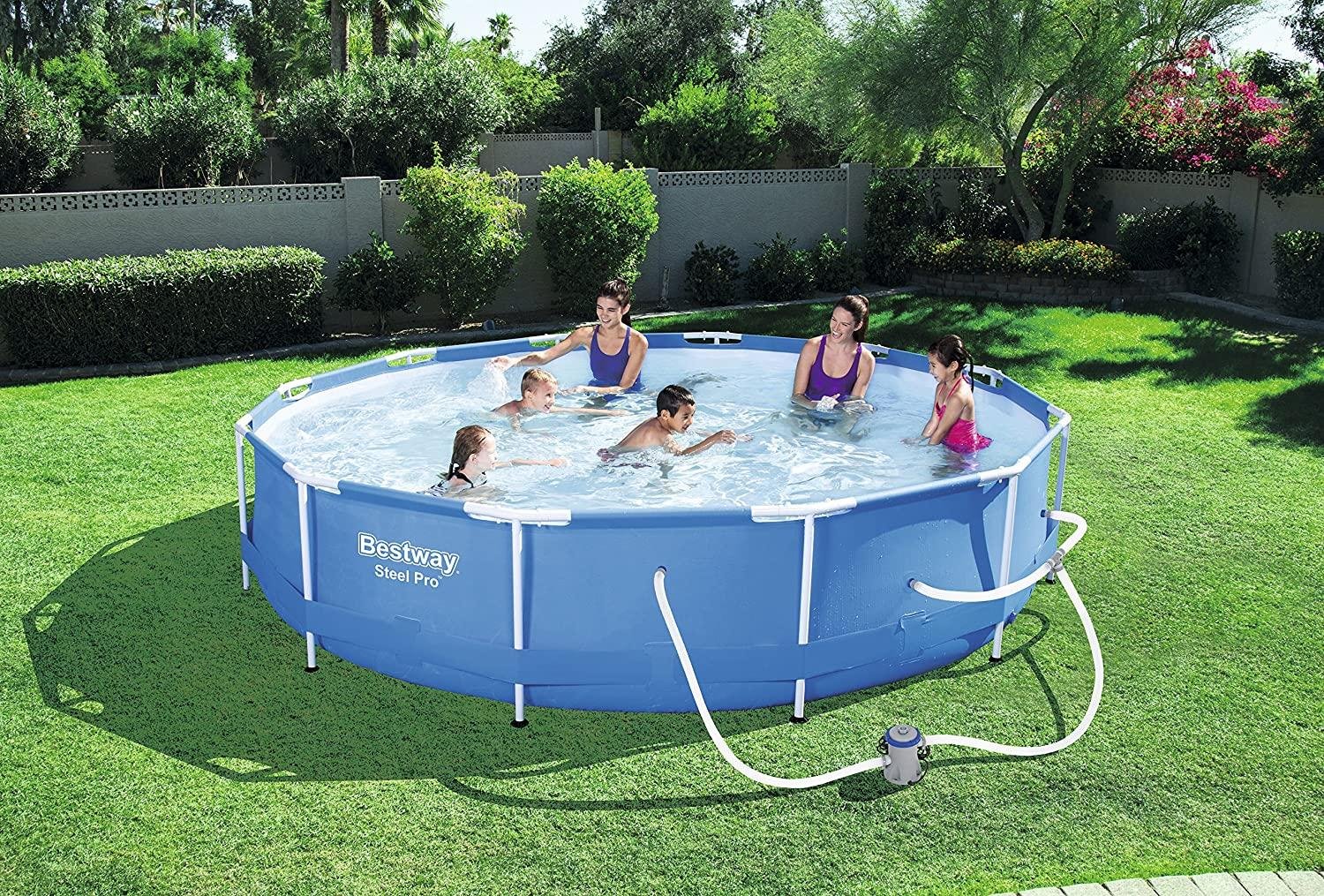Bestway 56680 Steel Pro, 12ft x 30in, Above Ground Round Frame Pool Set ...