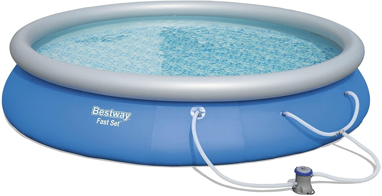 Bestway 57267E Fast Set Up 15ft x 33in Outdoor Inflatable Round Above ...