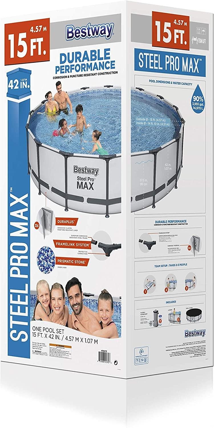 Bestway Steel Pro MAX 15′ x 42″ Above Ground Pool Set – Diikon