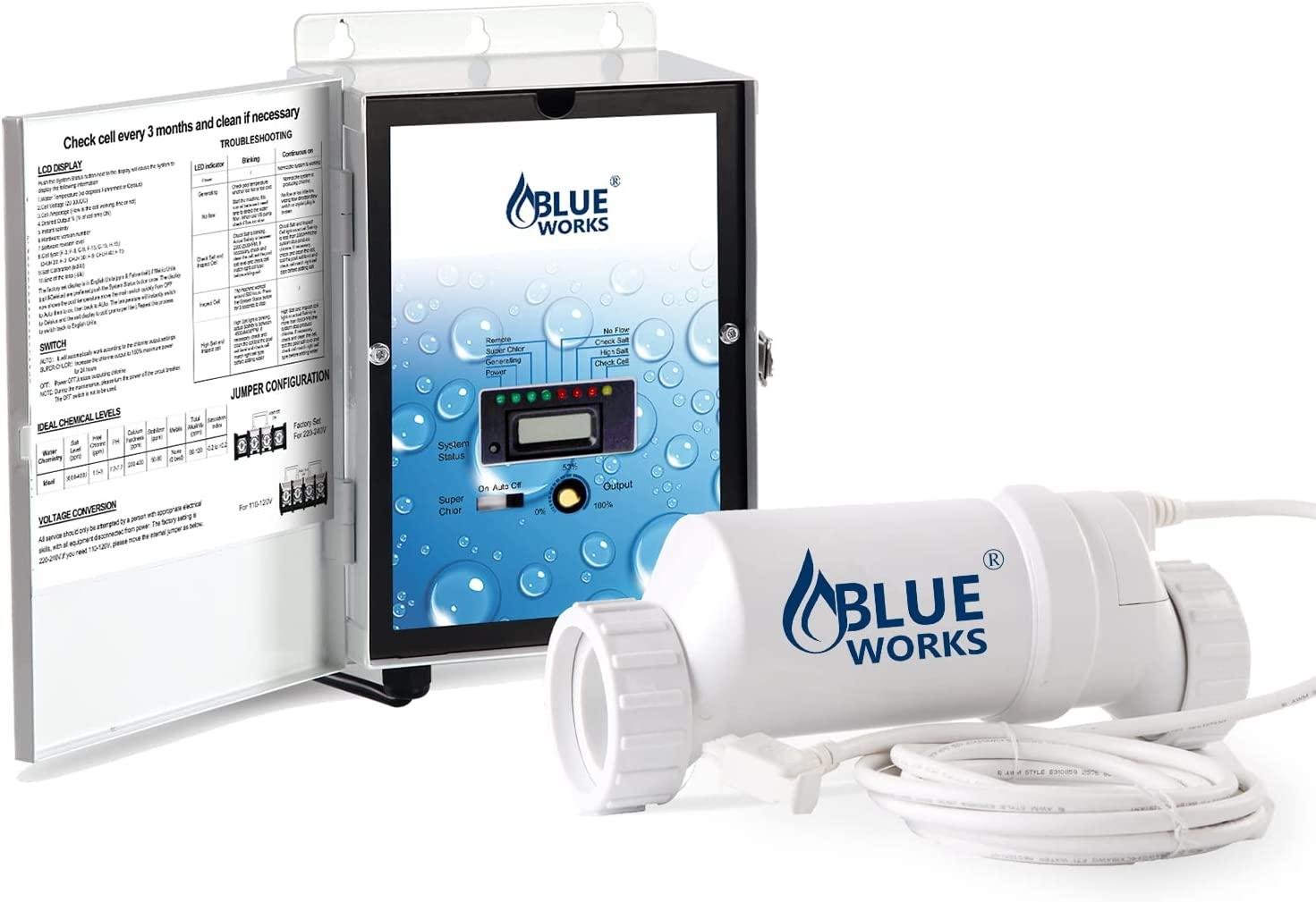 BLUE WORKS Saltwater Chlorination BLH40 System for 40,000 Gallons In ...