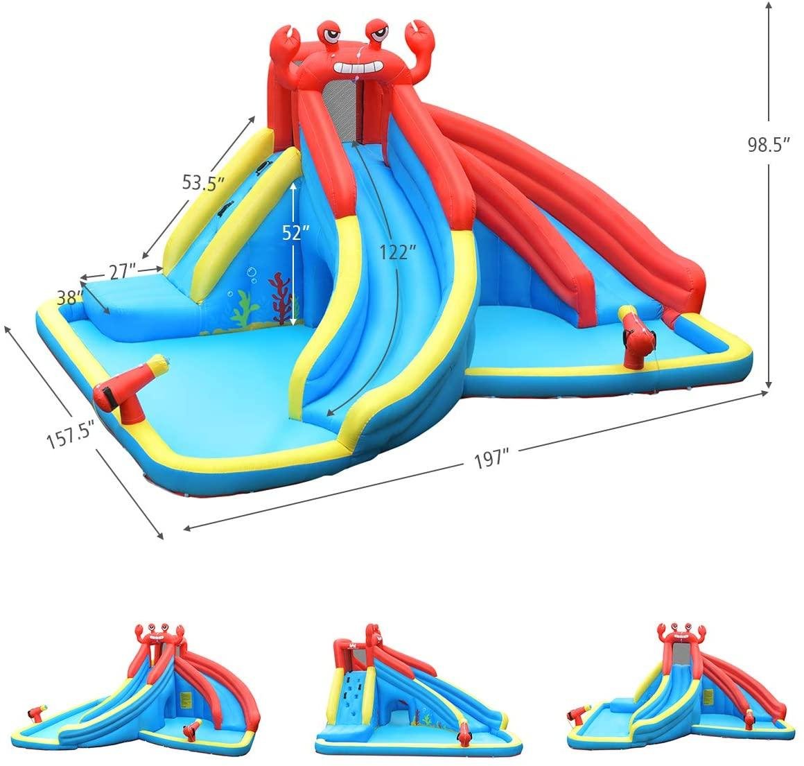 BOUNTECH Inflatable Water Slide, Crab Themed Water Slides for Kids ...