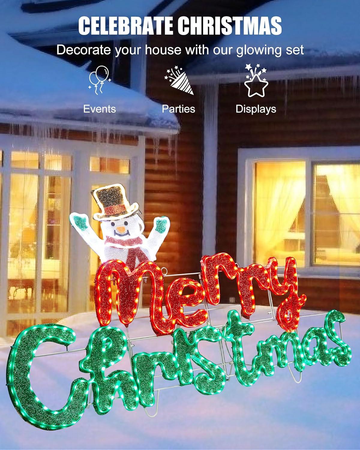Brightown Merry Christmas Decorations Lights – 5FT LED Outdoor Xmas ...
