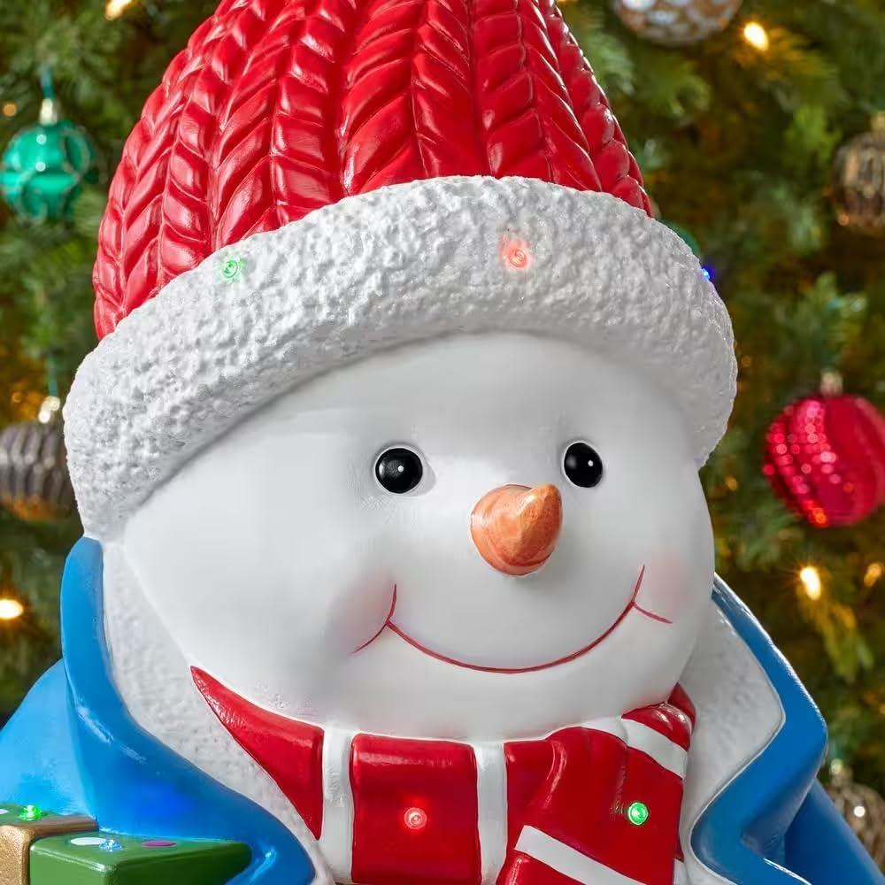 Christmas Blow Mold 3 Ft. Light-Up Snowman with Present Gift Box – 35 ...