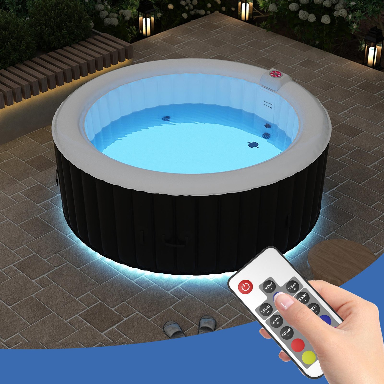 DiDuGo Inflatable Hot Tub with Lights Spa 2-4 Person Outdoor Round – Diikon
