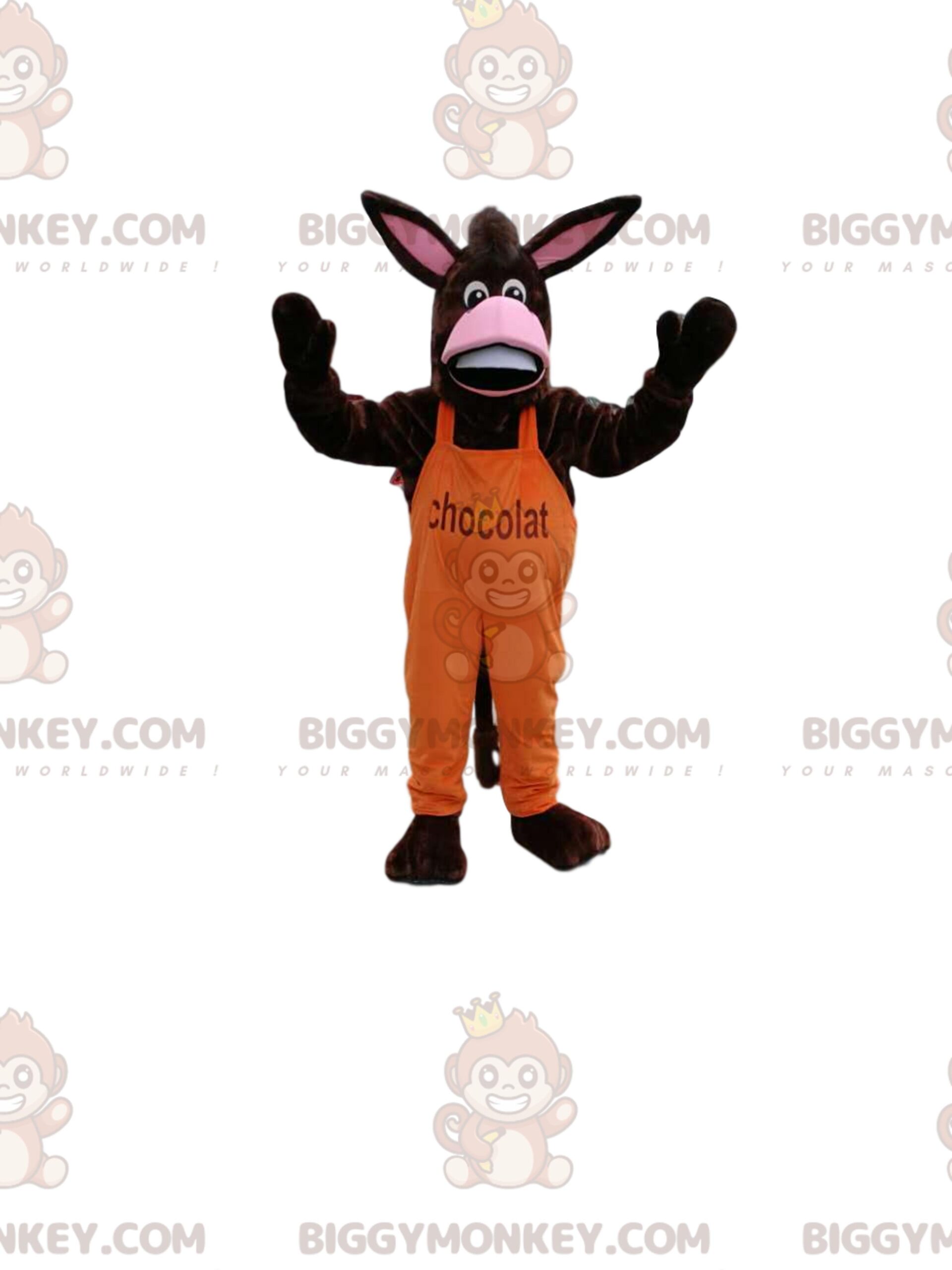 Donkey in Orange Overalls BIGGYMONKEY™ Mascot Costume. donkey costume ...