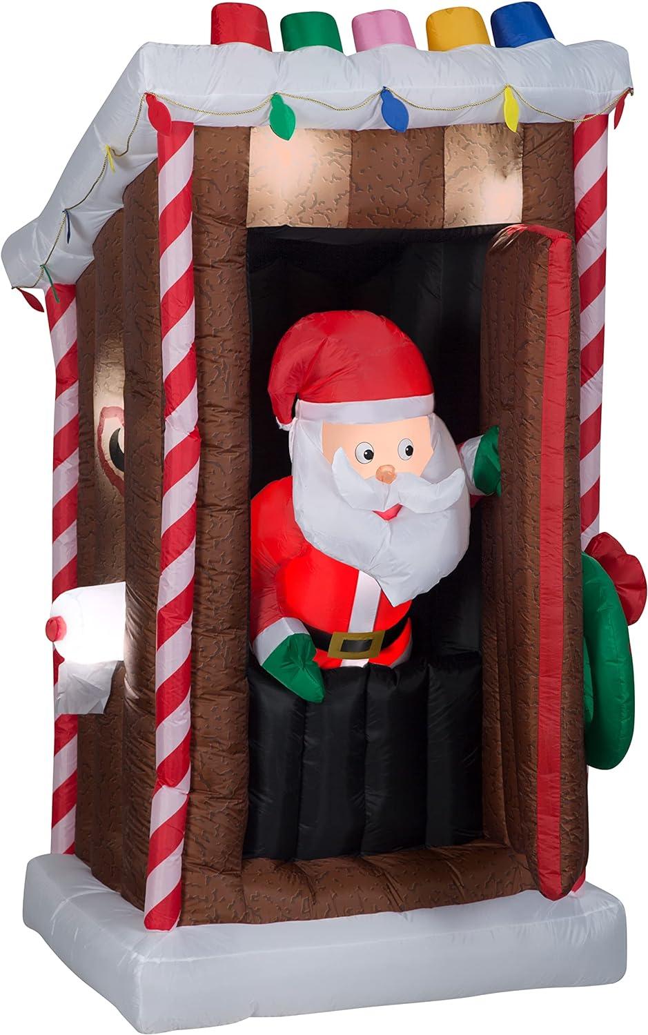 Gemmy Animated Christmas Airblown Inflatable Santa’s Outhouse, 6 ft ...