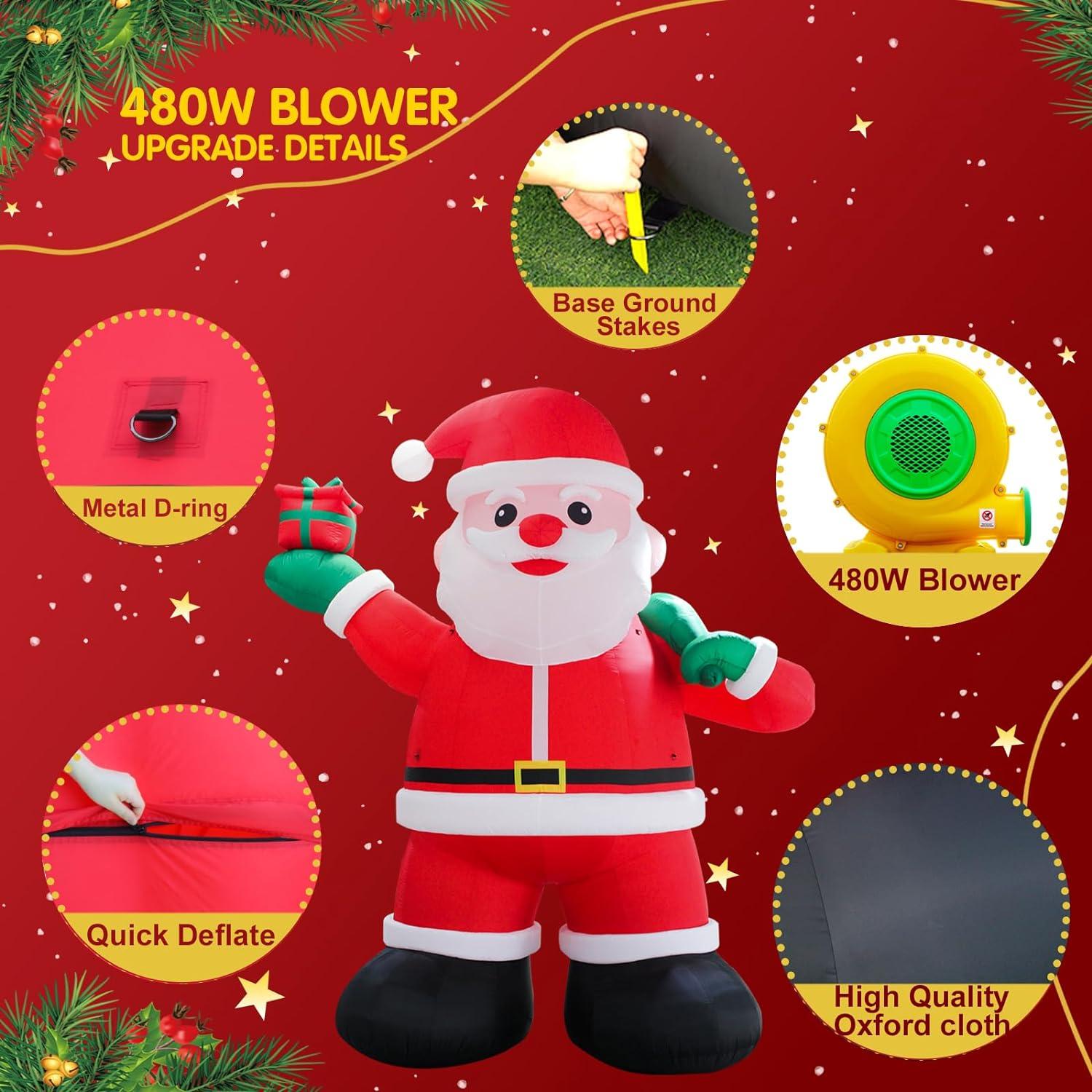 Heipigo 20FT Inflatable Santa Claus Outdoor with Blower, Giant Blow Up ...