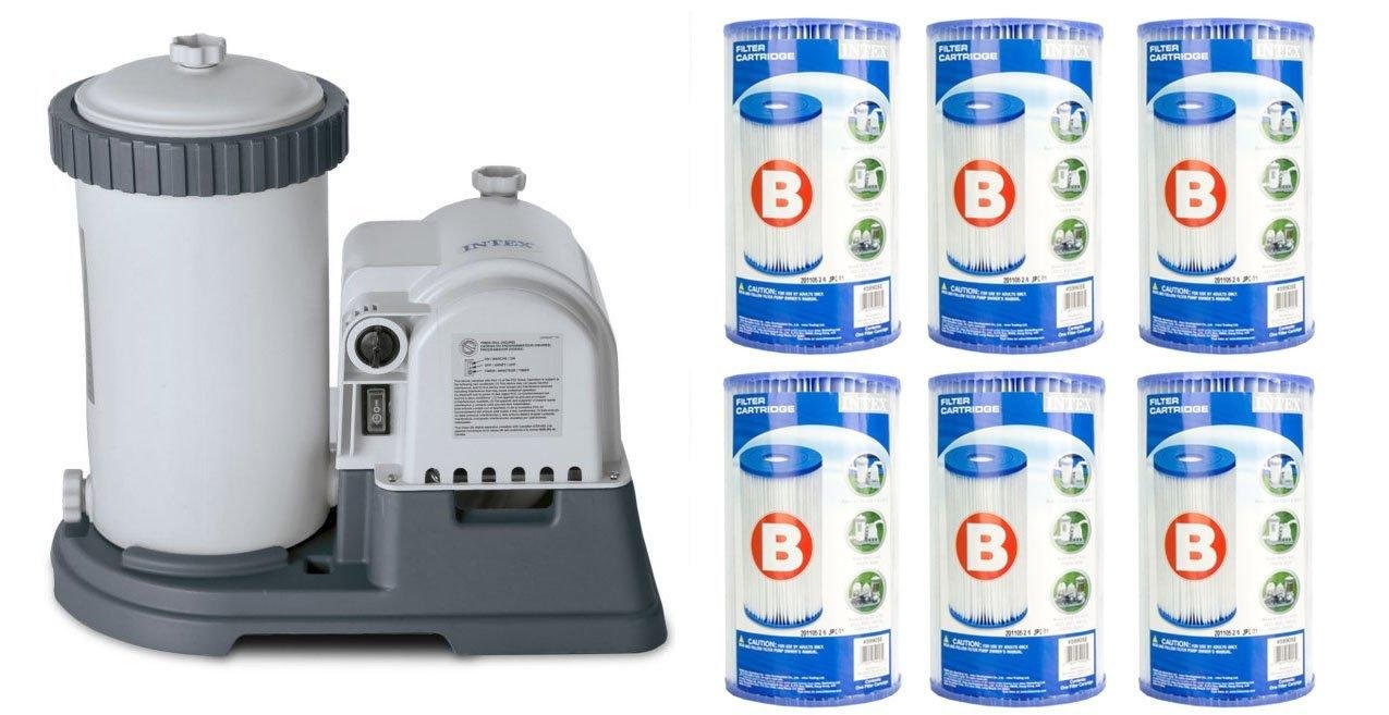 Intex 2500 GPH Krystal Clear Pool Filter Pump w/ GCFI & 6 Type B ...