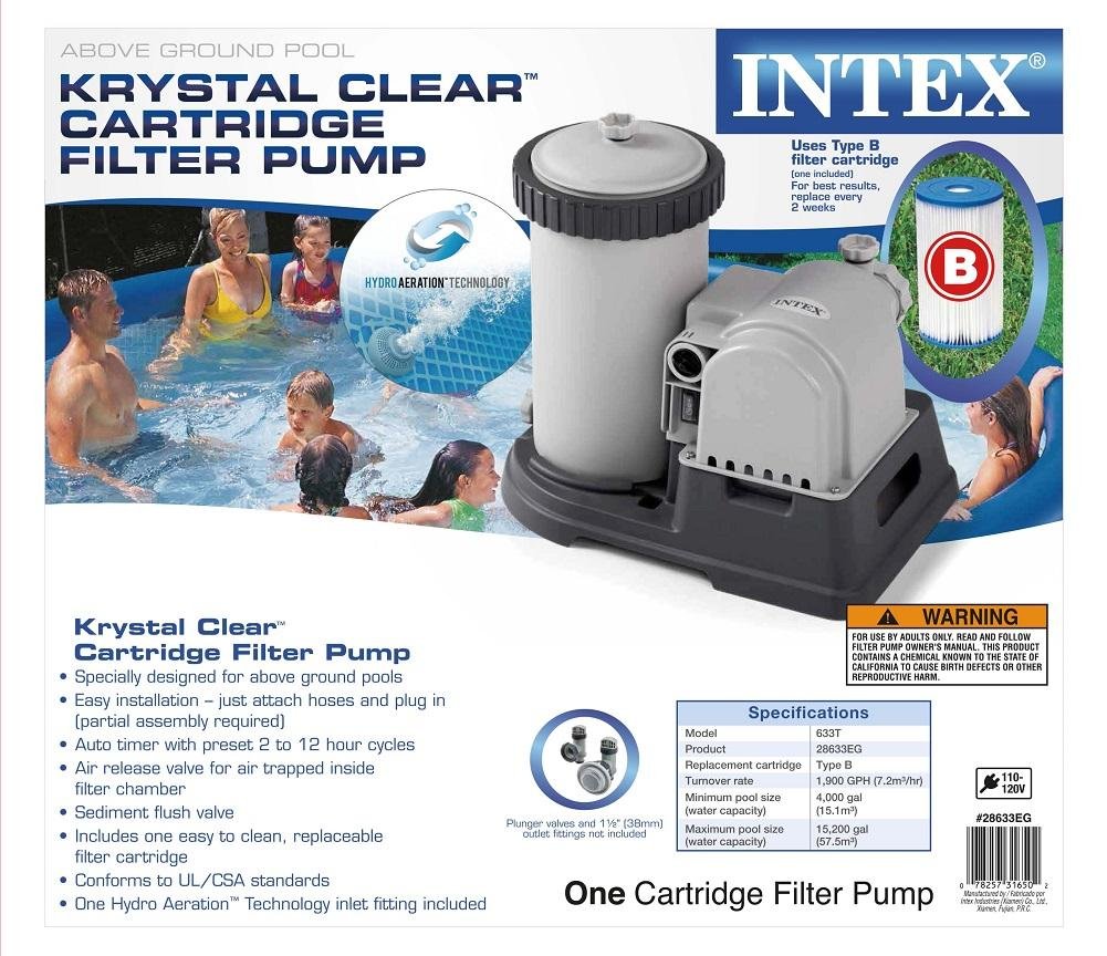 Intex 2500 GPH Krystal Clear Pool Filter Pump w/ GCFI & 6 Type B ...