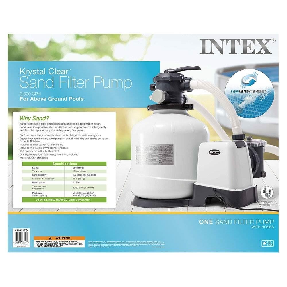 Intex 3000 GPH Above Ground Pool Sand Filter Pump and Automatic Pool ...