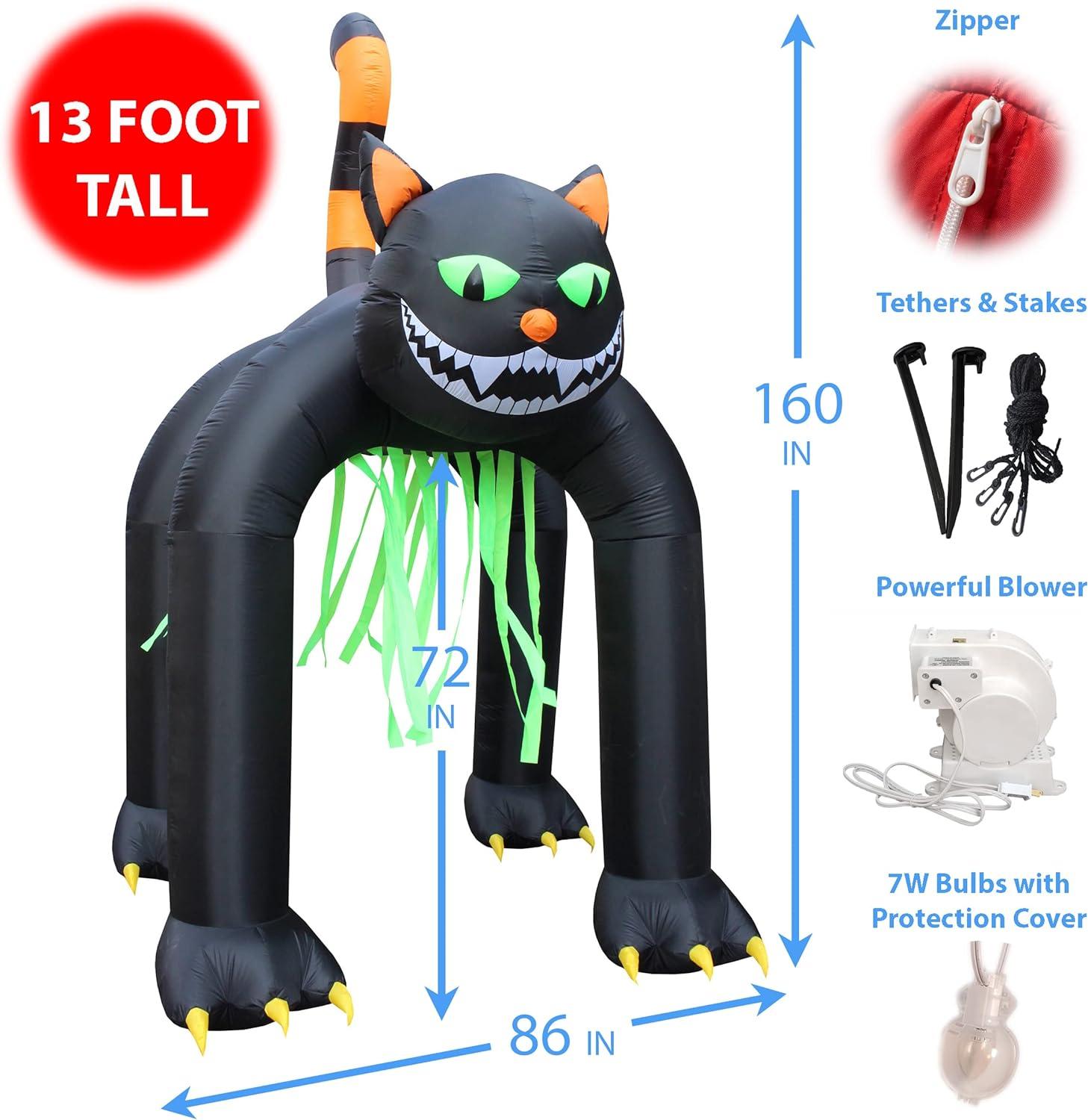 Jumbo 13 Foot Tall Halloween Inflatable Black Cat Archway Outdoor ...