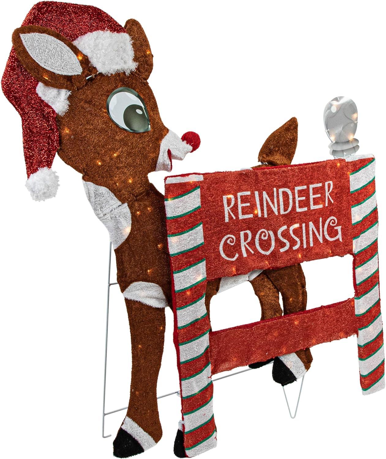 Northlight 36 LED Lighted Rudolph Reindeer Crossing Outdoor Christmas ...