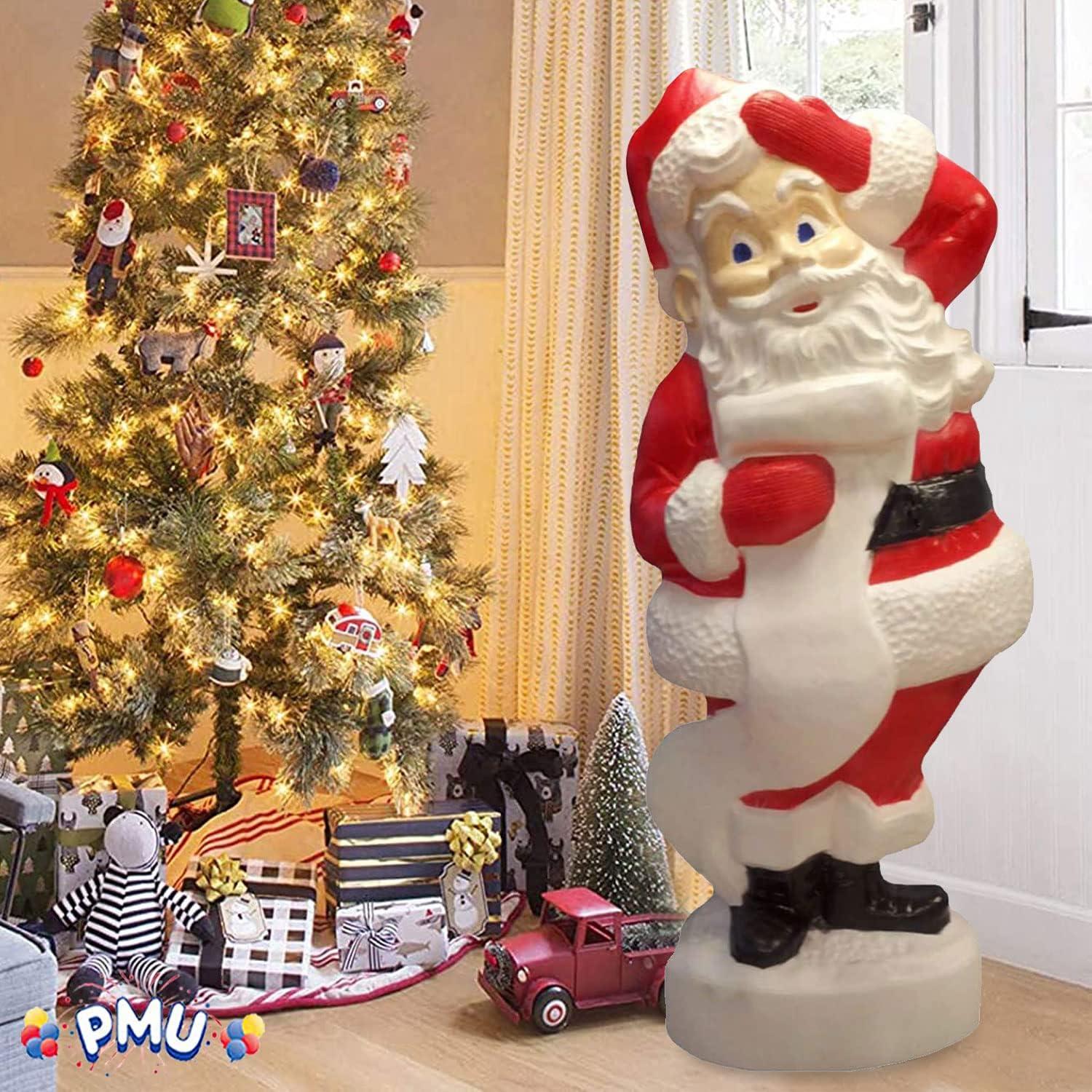 PMU Christmas Light-Up Santa Claus – Large Blow Mold Plastic Statue ...