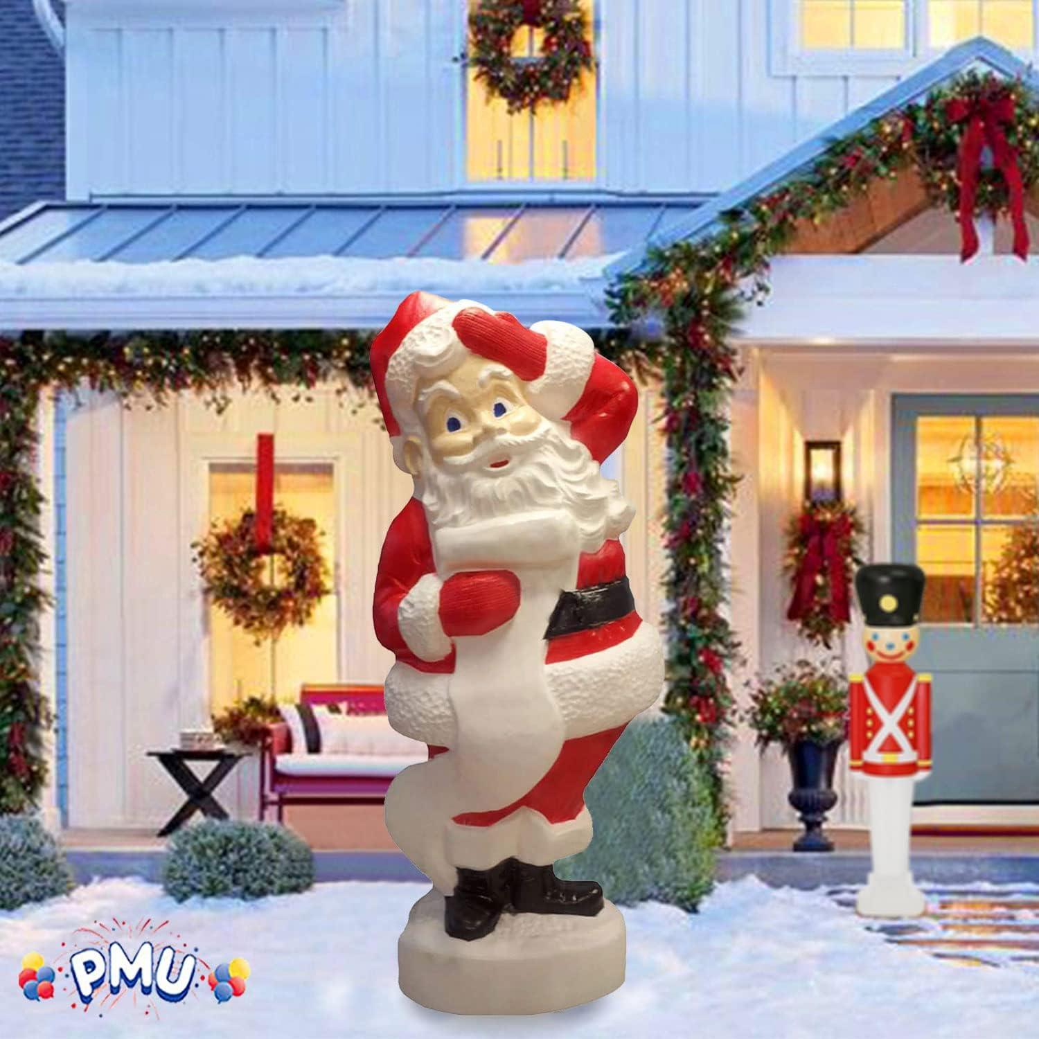 PMU Christmas Light-Up Santa Claus – Large Blow Mold Plastic Statue ...