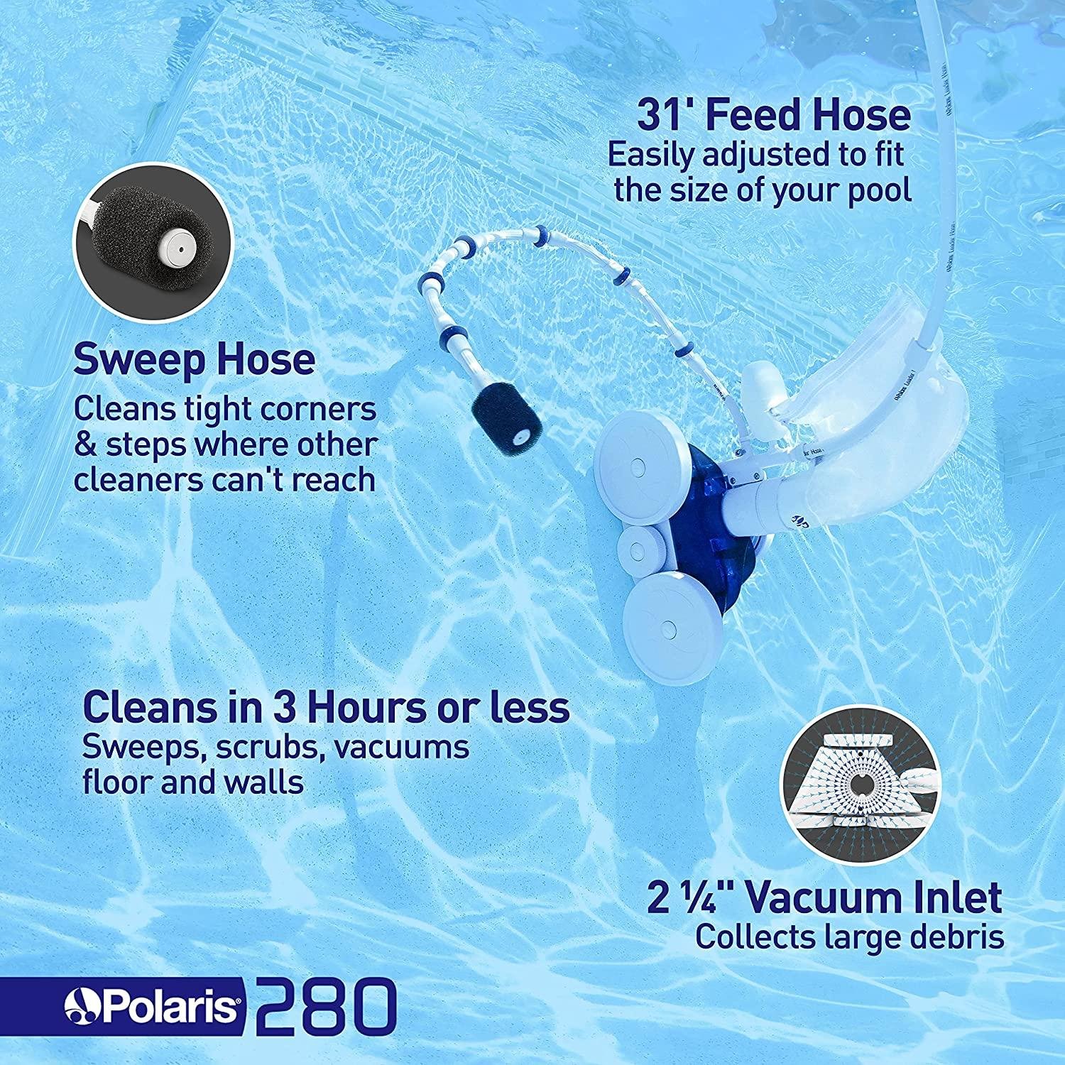 Polaris Vac-Sweep 280 Pressure-Side In-ground Pool Cleaner, Double ...