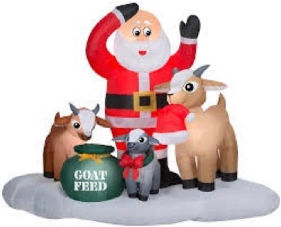 Santa Feeding Goats Whimsical Christmas Inflatable by Gemmy – Diikon