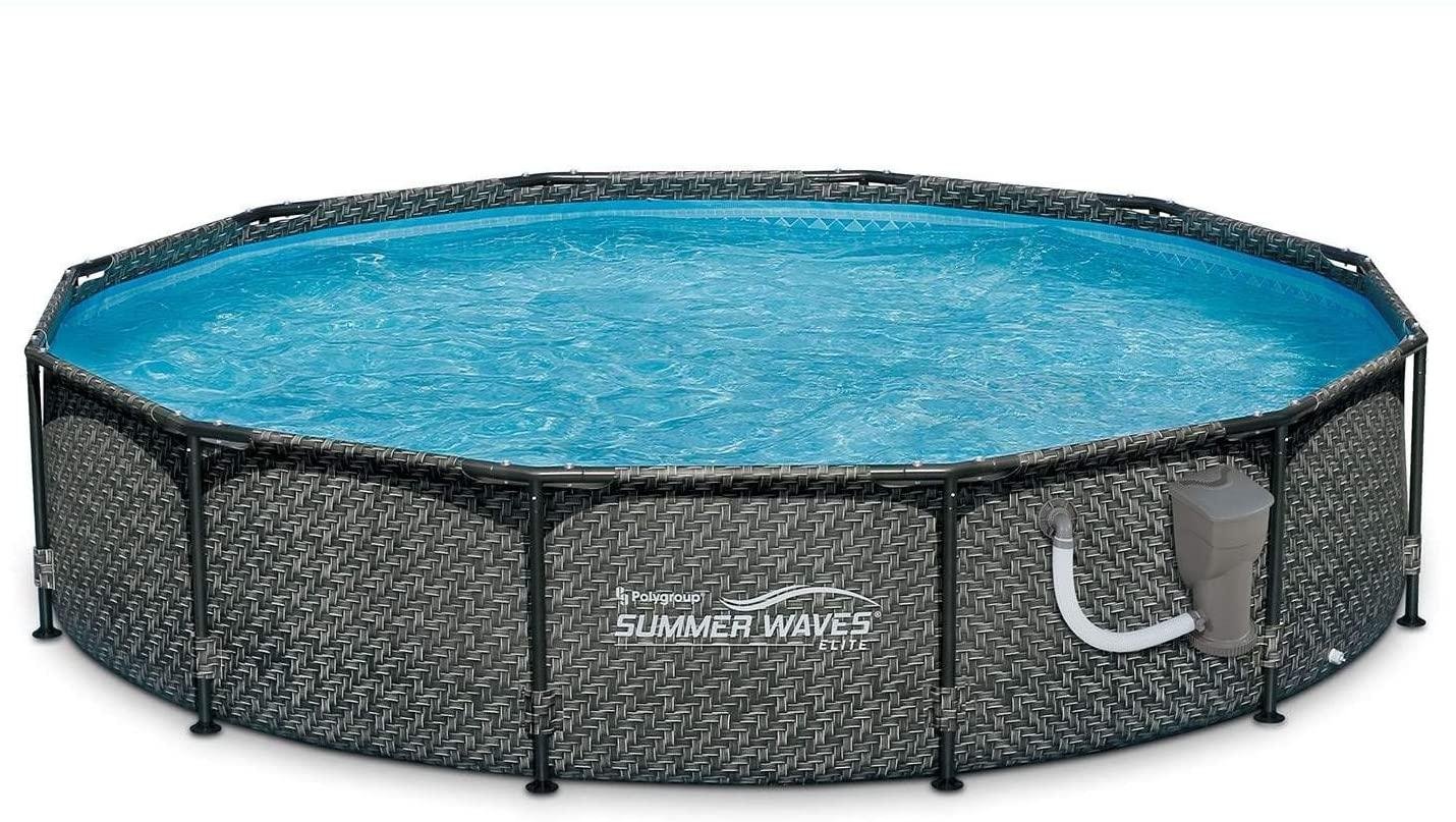 Summer Waves P20012331 Active 12ft x 33in Outdoor Round Frame Above ...