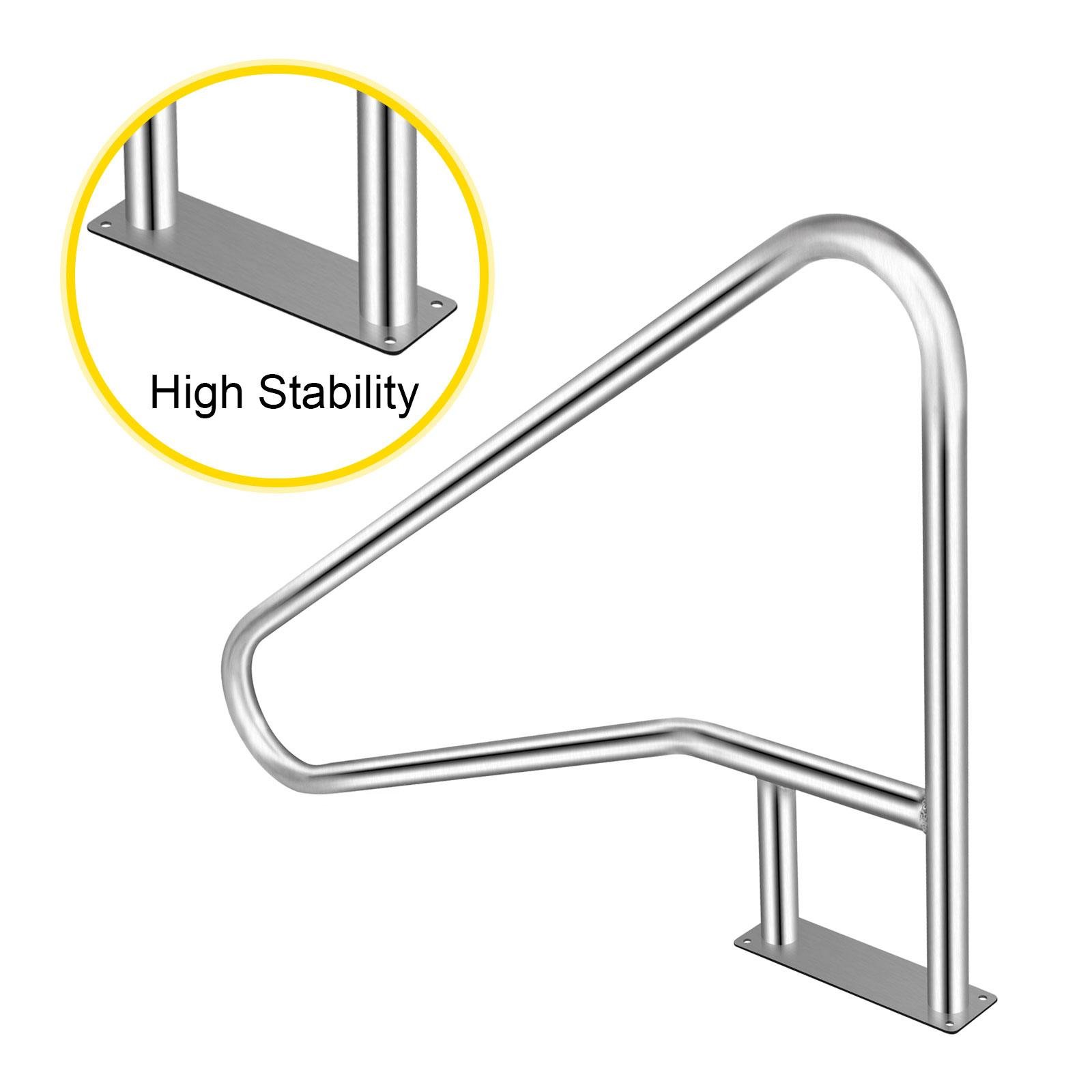 VEVOR Pool Handrail 54×36″ Pool Railing 304 Stainless Steel 250LBS Load Capacity Silver ...