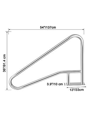 VEVOR Pool Handrail 54×36″ Pool Railing 304 Stainless Steel 250LBS Load Capacity Silver ...