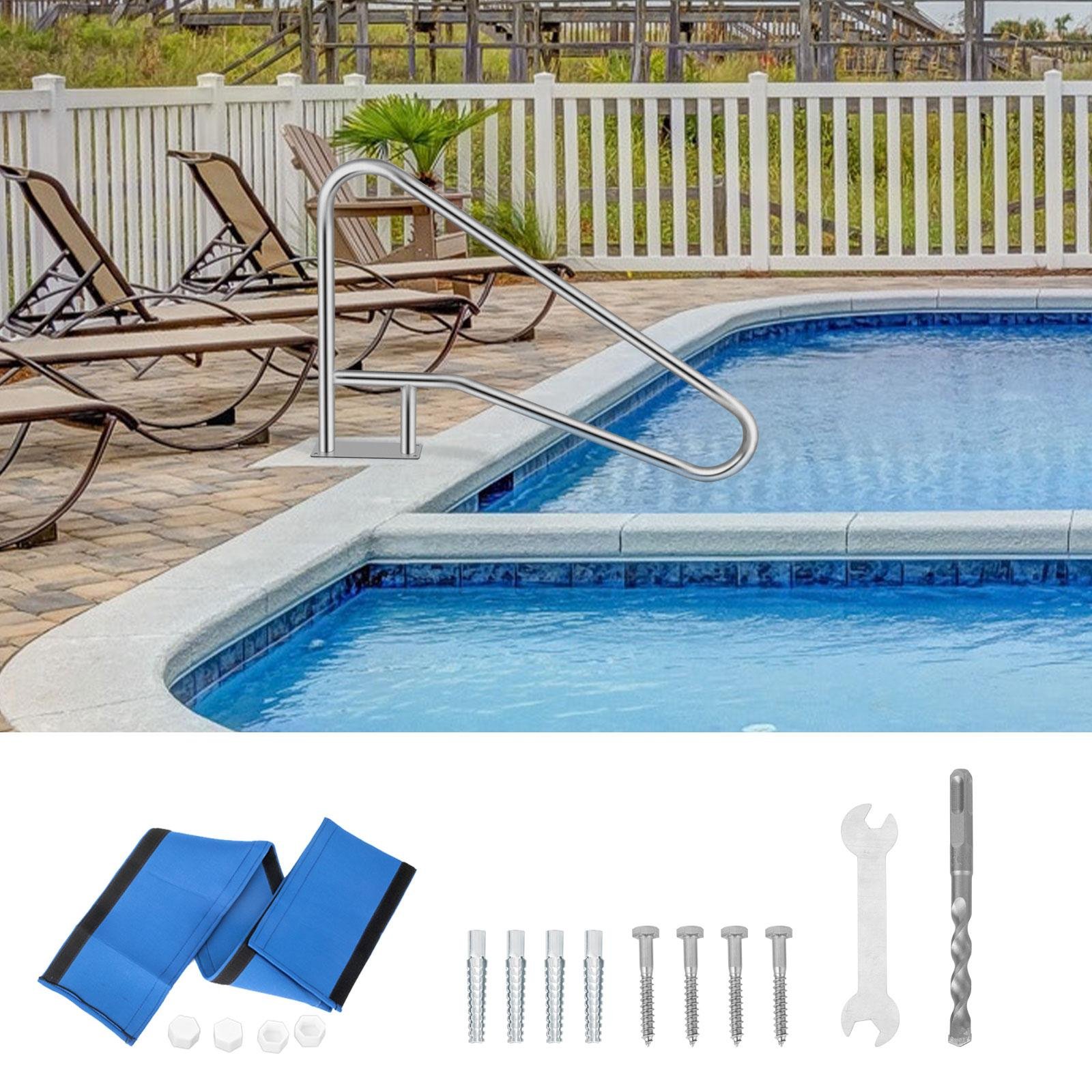 VEVOR Pool Handrail 54×36″ Pool Railing 304 Stainless Steel 250LBS Load Capacity Silver ...