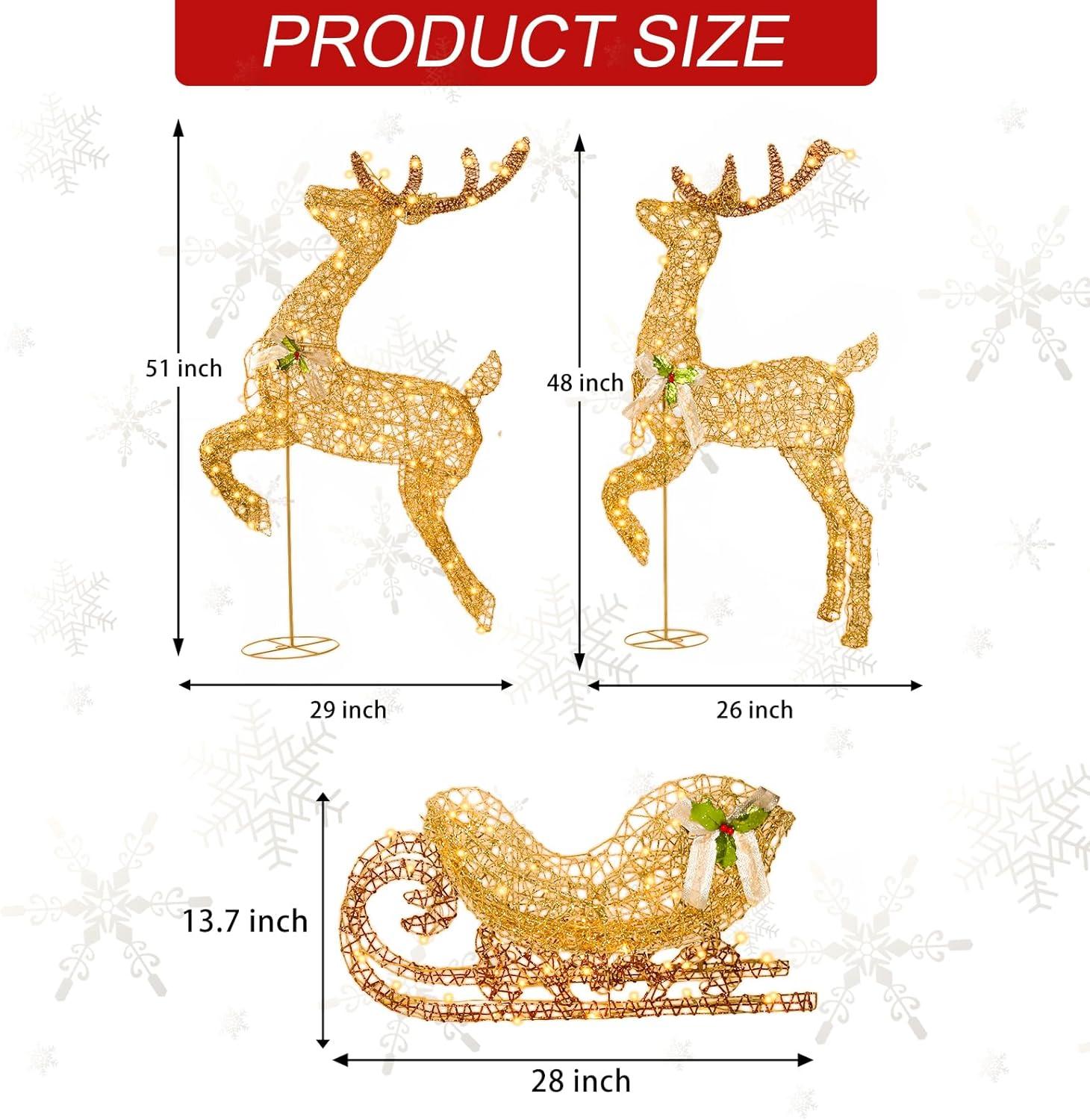 Vipush Lighted Outdoor Christmas Reindeer Decoration, Pre-Lit Reindeer ...