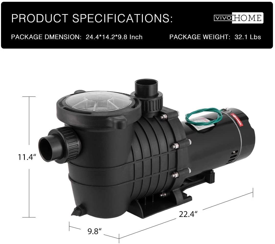 VIVOHOME 2.0 HP 6800 GPH Powerful Self Primming Dual Voltage in/Above ...