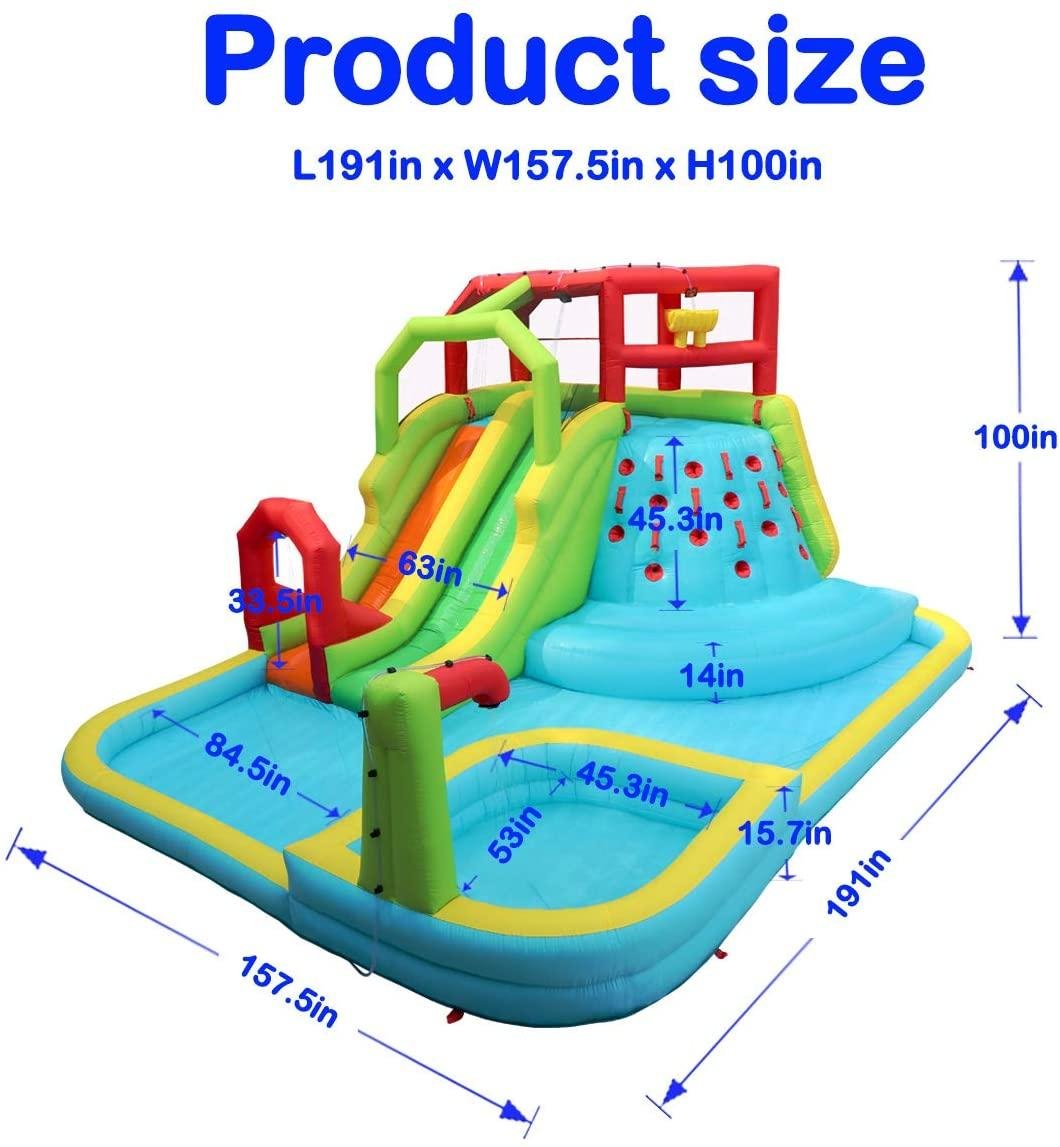 WELLFUNTIME Inflatable Water Slide Park with Splash Pool Climb The Wall ...