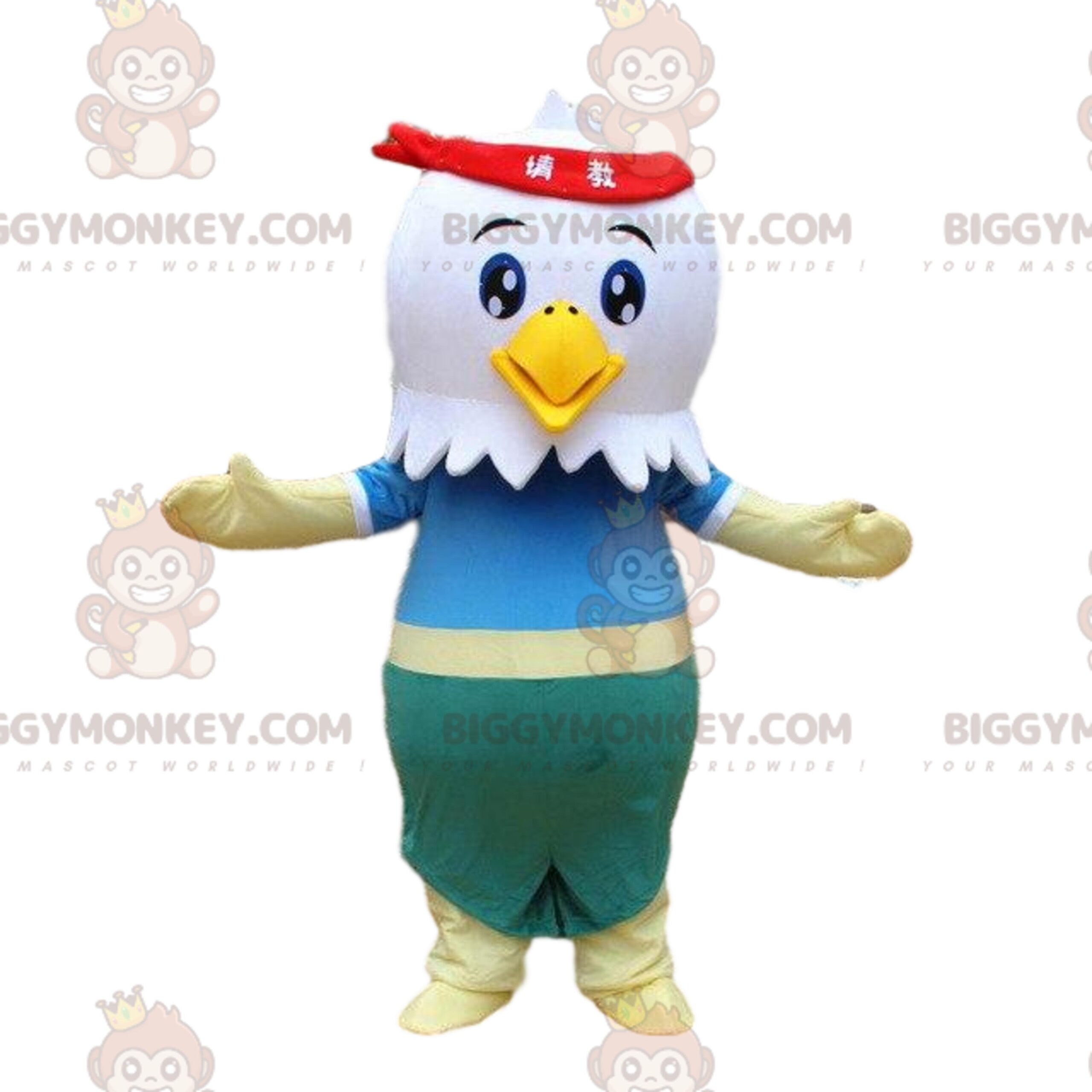 White eagle BIGGYMONKEY™ mascot costume, bird costume, rooster fancy dress – Diikon