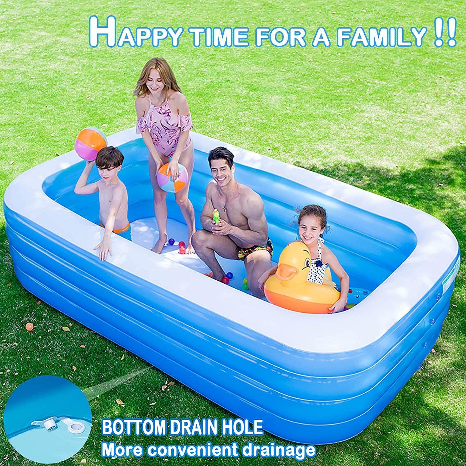 DFYR Inflatable Swimming Pool with Slide, Full-Sized Family Lounge Pool ...