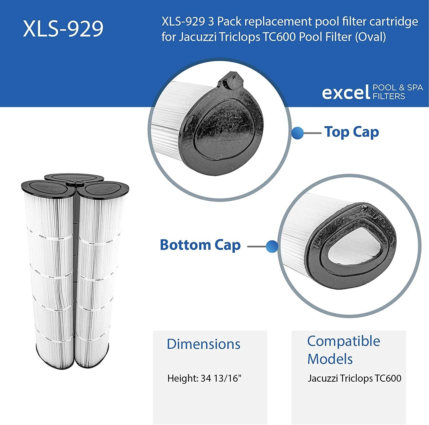 XLS-929 3 Pack Replacement Pool Filter Cartridge for Jacuzzi Triclops ...