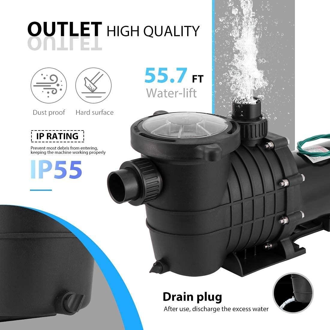VIVOHOME 2.0 HP Dual Watt In/Above Ground Swimming Pool Pump with Bio ...