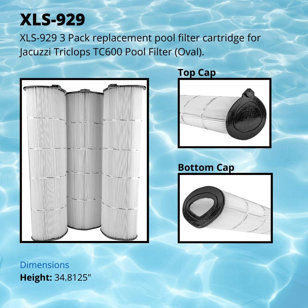 XLS-929 3 Pack replacement pool filter cartridge for Jacuzzi Triclops ...
