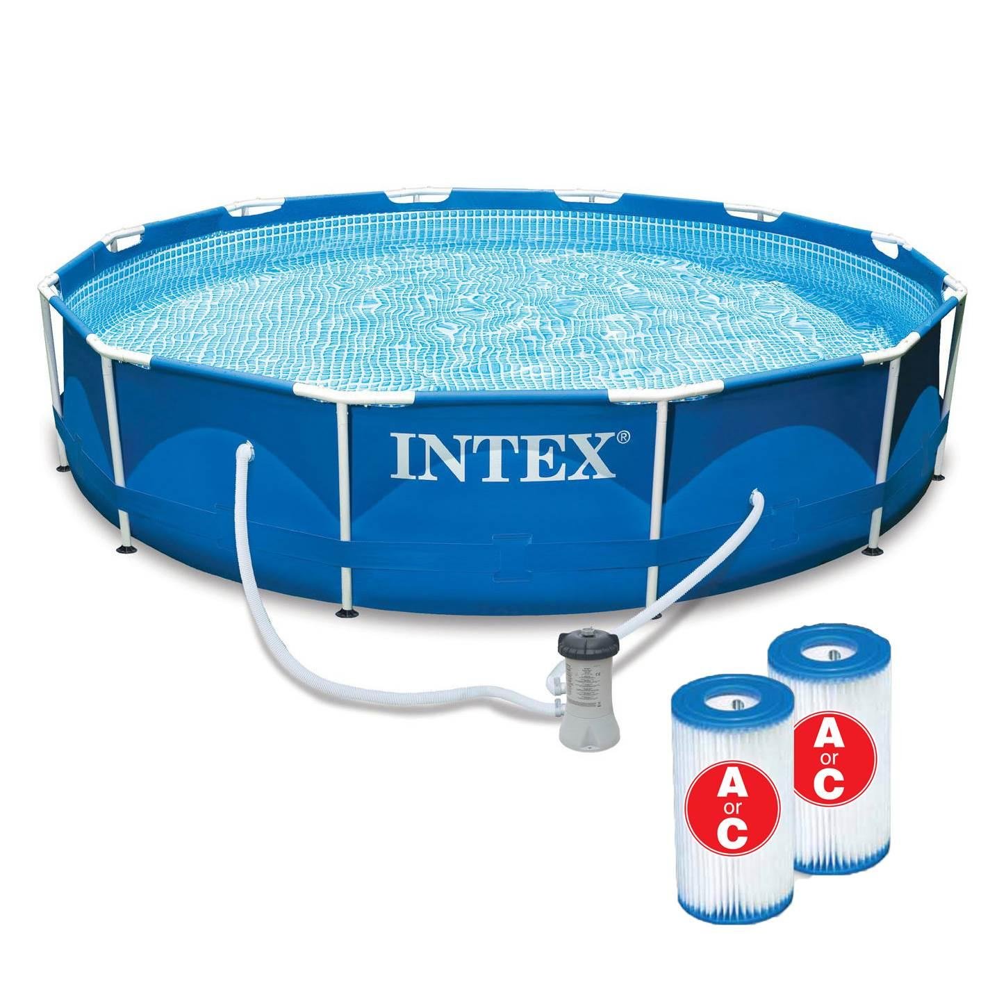 Intex 12′ x 30″ Metal Frame Pool with Filter & Type A or C Filter ...