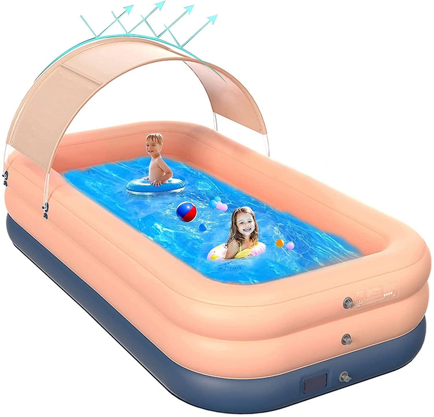 AI LI WEI Inflatable Water Pool with Sun Shade, Family Swimming Pools ...
