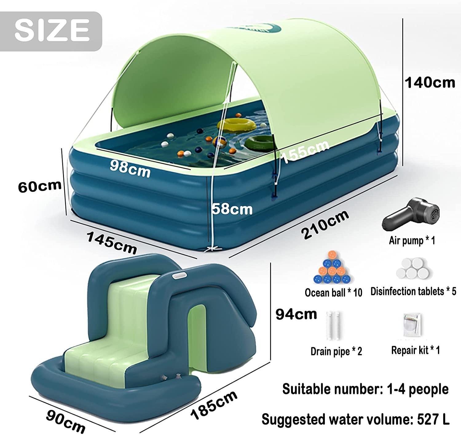 DFYR Family Inflatable Swimming Pool with Slide, Blow up Pool for Kids ...