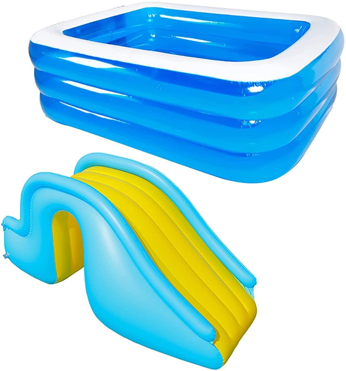 DFYR Inflatable Swimming Pool with Slide, Full-Sized Family Lounge Pool ...