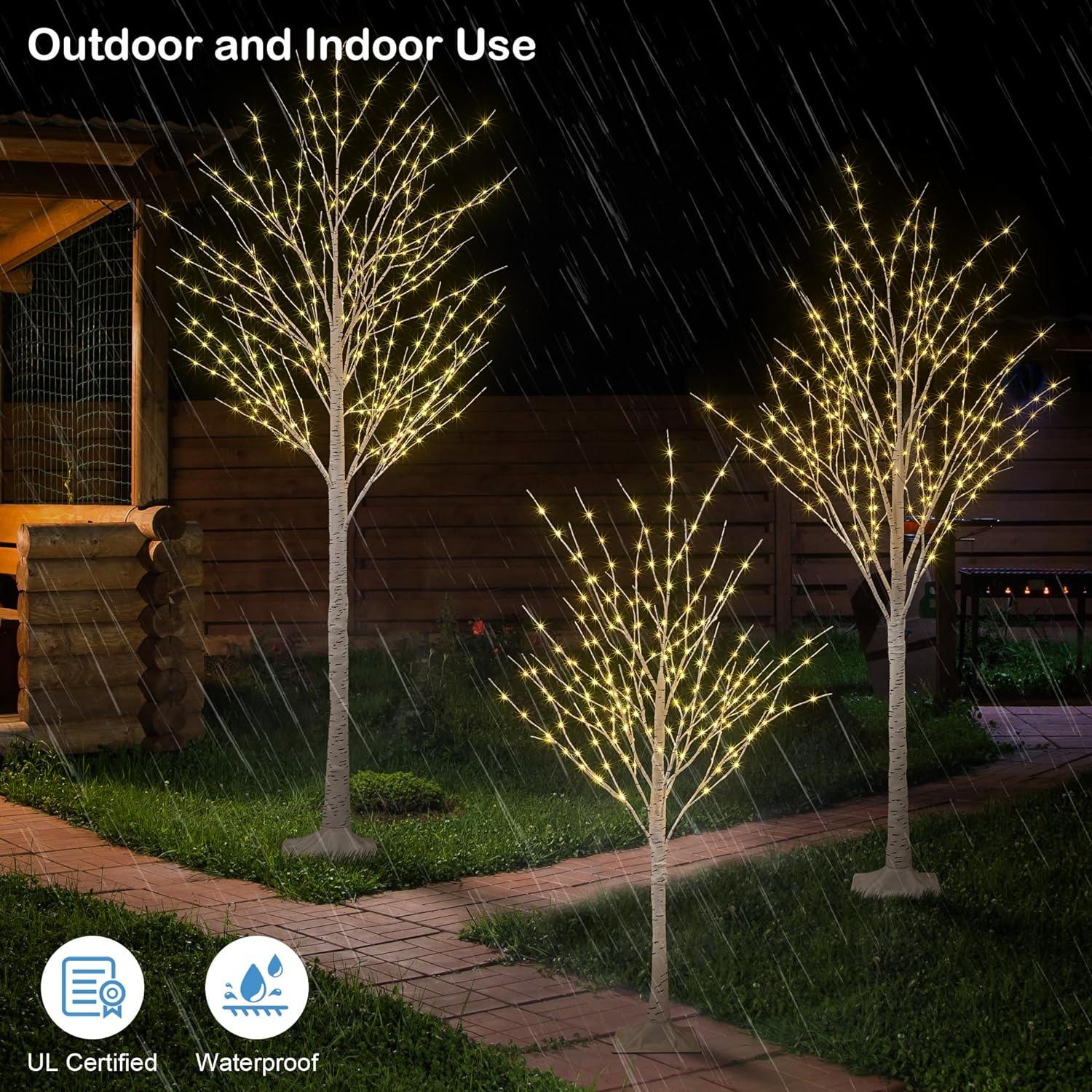 Set of 3 Fairy Lighted Tree 4FT 6FT and 8FT LED Lighted Birch Tree for ...