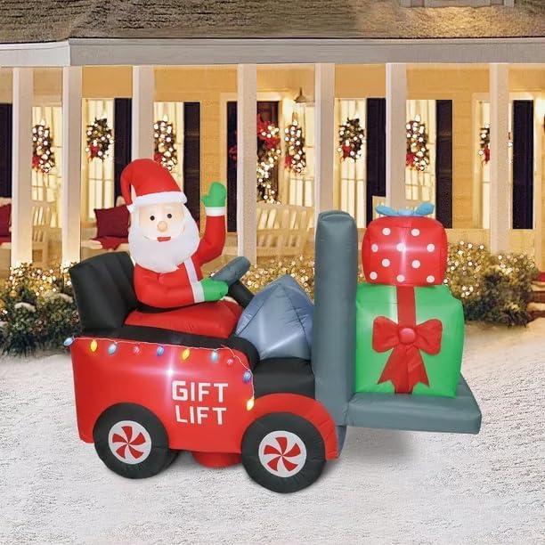 Santa in Gift Lift Forklift Truck Christmas Inflatable 6.5 Foot Wide ...