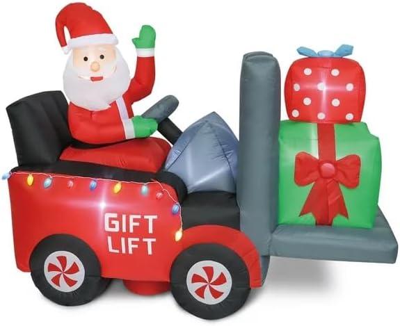 Santa in Gift Lift Forklift Truck Christmas Inflatable 6.5 Foot Wide ...