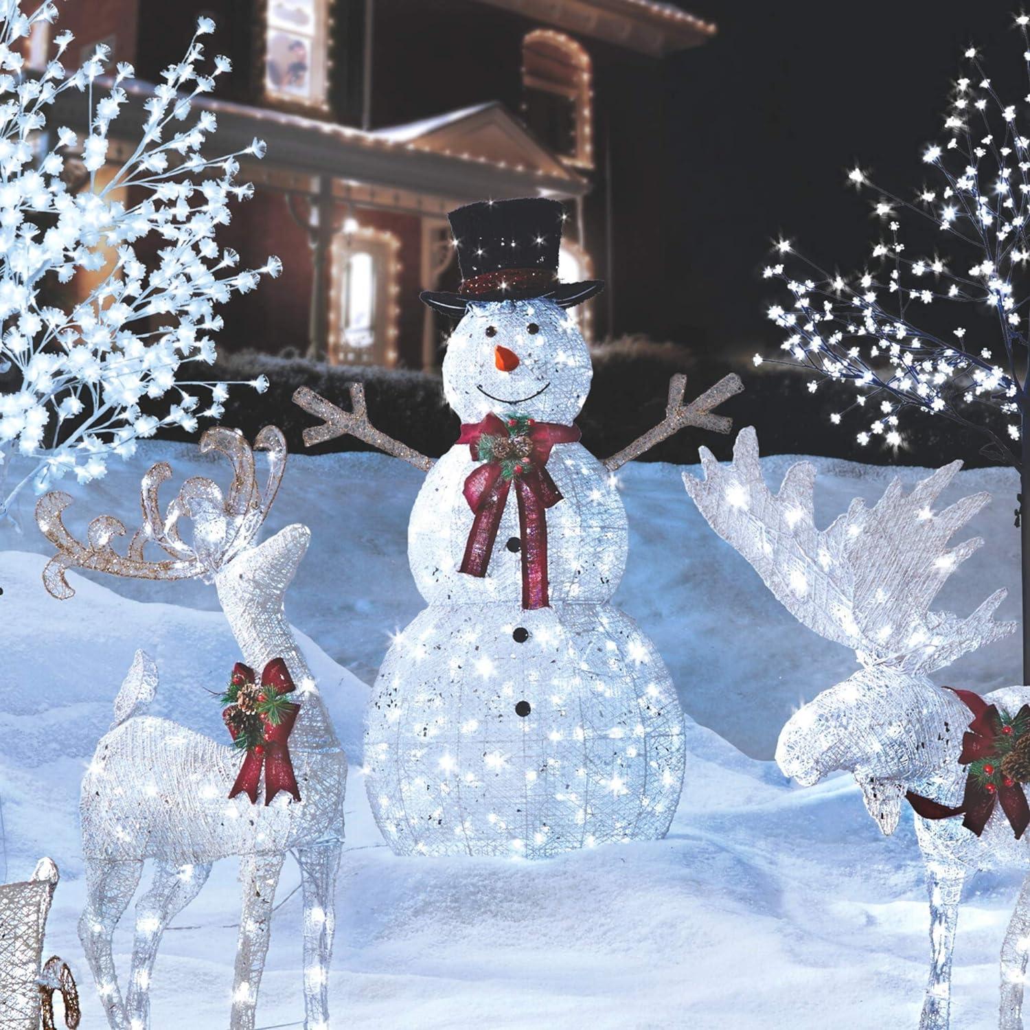 NOMA 5 Ft. Pre-Lit Light Up Snowman with Top Hat | Outdoor Christmas ...