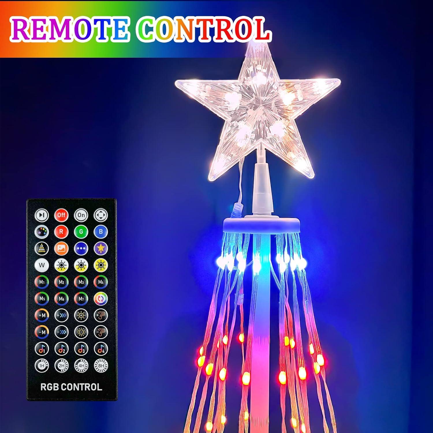 Amposei 6Ft 265 LEDs Christmas Cone Tree Light Outdoor Bluetooth Smart ...