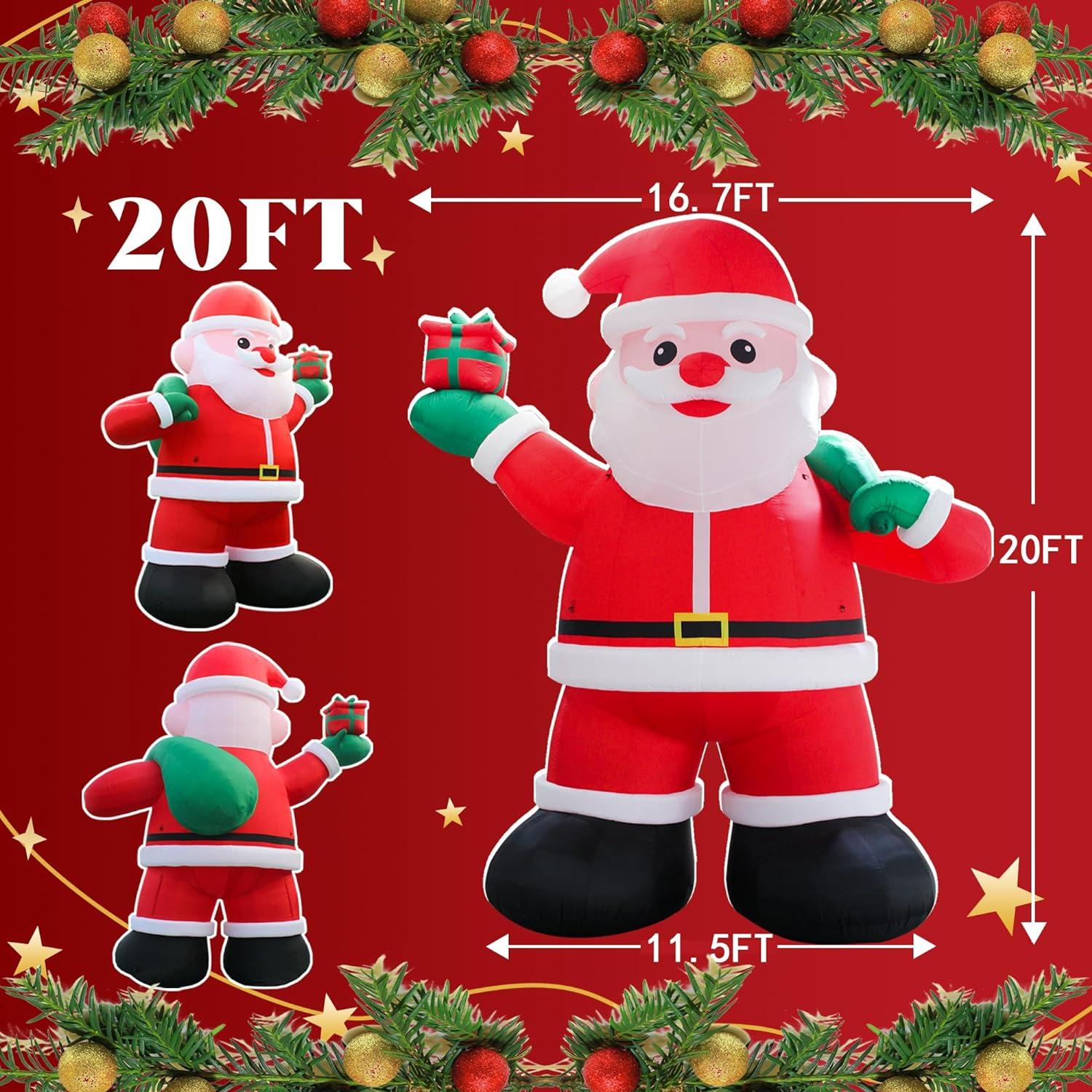 Heipigo 20FT Inflatable Santa Claus Outdoor with Blower, Giant Blow Up ...