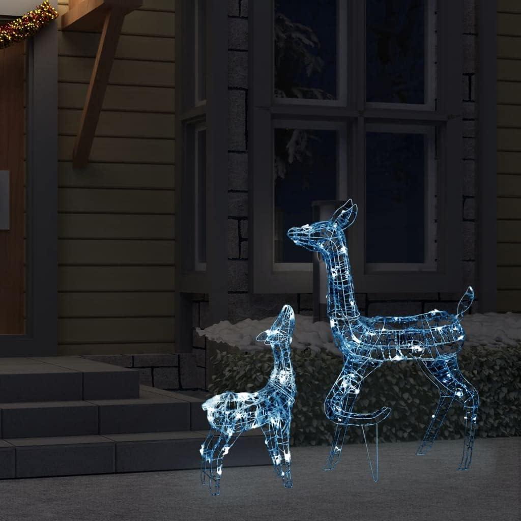 CUMYZO Acrylic Reindeer Family Christmas Decoration 160 LED Cold White ...