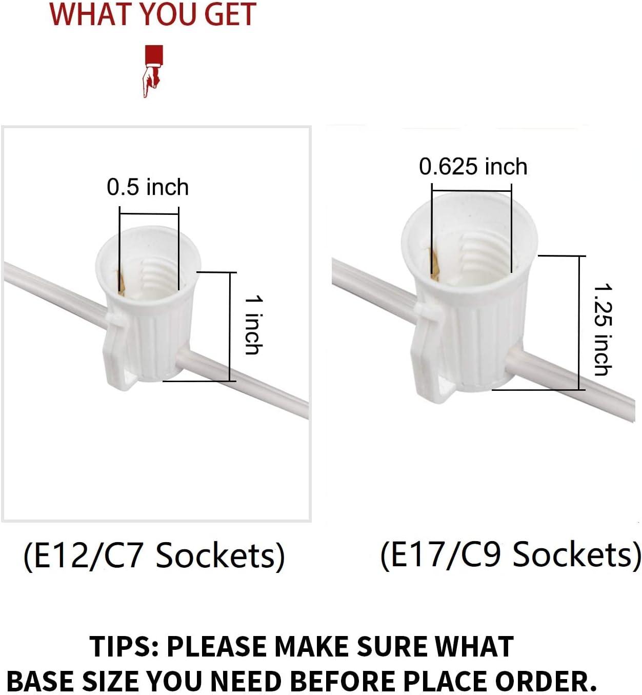 Commercial 500FT C7/E12 Christmas Light Sockets Set Spool, UL Listed ...